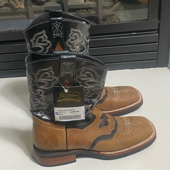J.B. Dillon | Shoes | Jb Dillon Reserve Western Boots Size 85 D Mens Brown Black Square Toe New ...